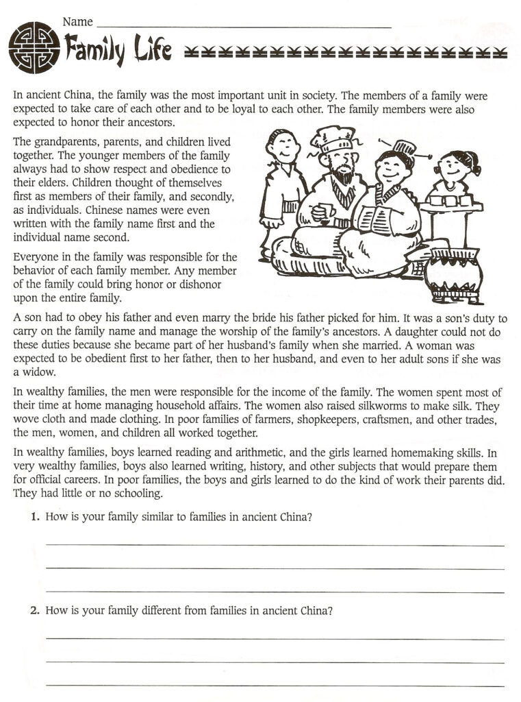 Ancient China Printable Worksheets | Peggy Worksheets