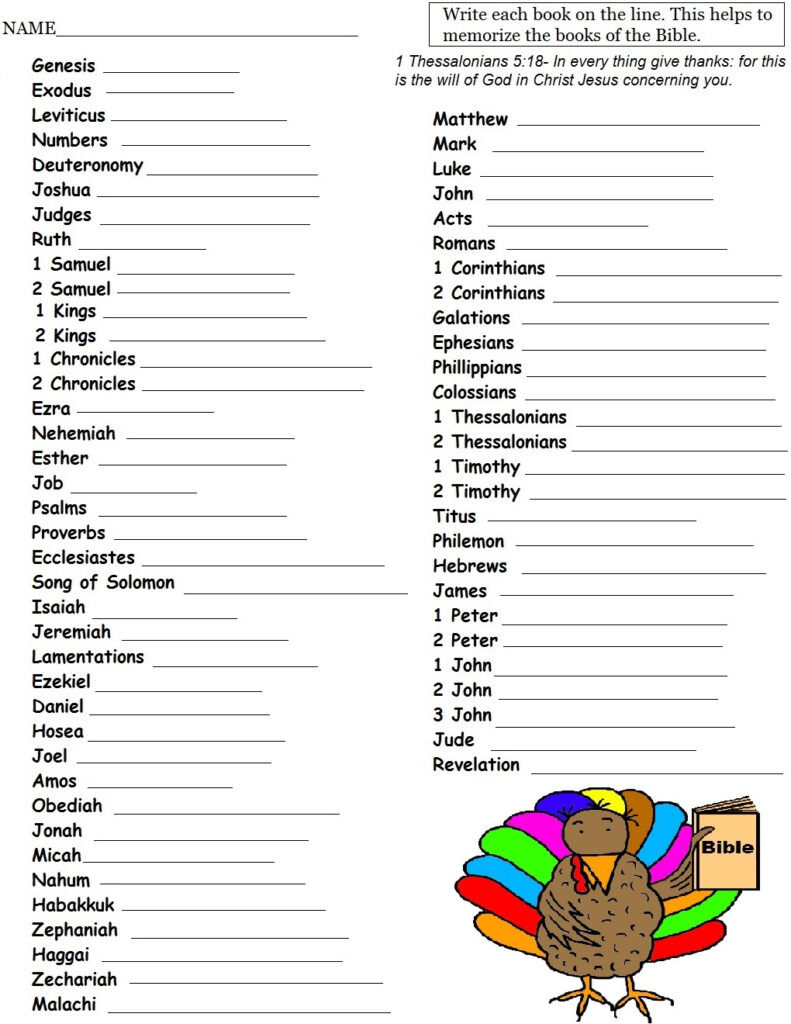Books Of The Bible Printable Worksheets | Peggy Worksheets