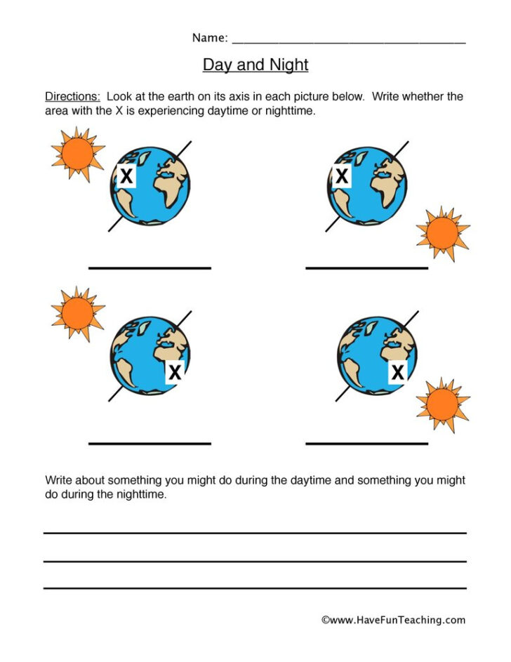 Day And Night Printable Worksheets | Peggy Worksheets