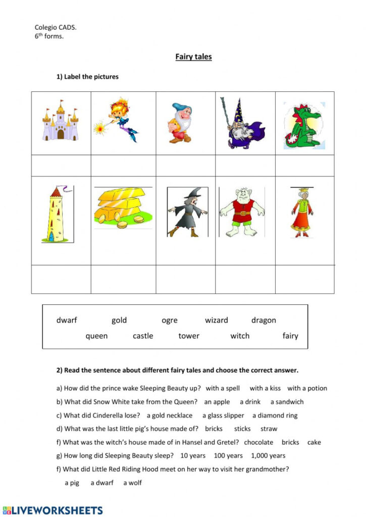 Fairy Tale Printable Worksheets | Peggy Worksheets