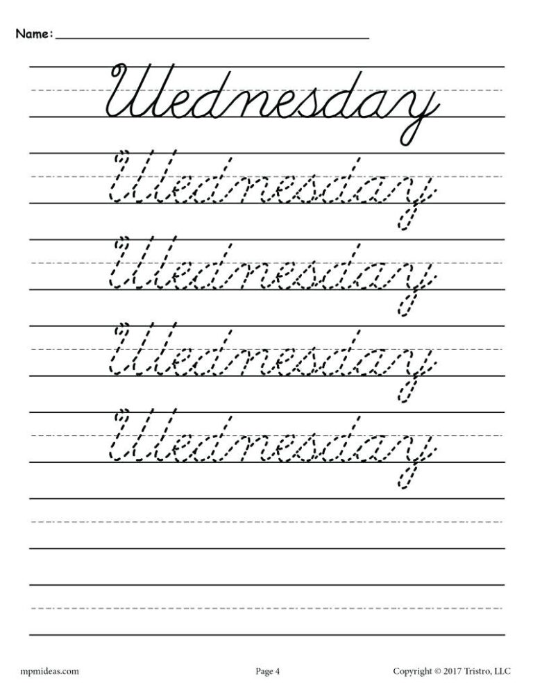 Free Printable Cursive Writing Worksheets For 4th Grade | Peggy Worksheets