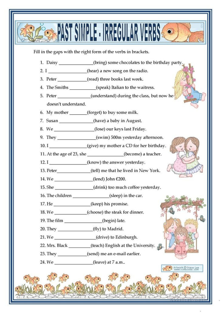 Free Printable Irregular Verb Worksheets | Peggy Worksheets