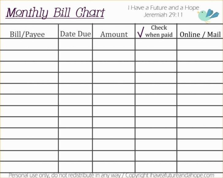 Free Printable Monthly Bill Payment Worksheet | Peggy Worksheets