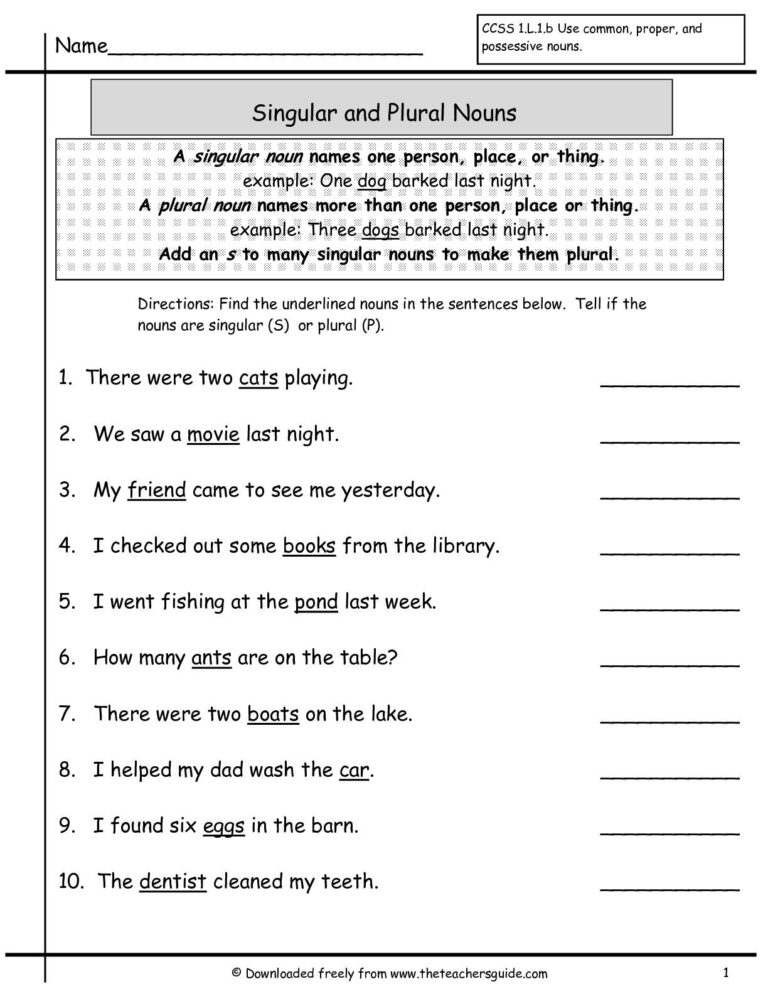 Free Printable Third Grade Grammar Worksheets | Peggy Worksheets