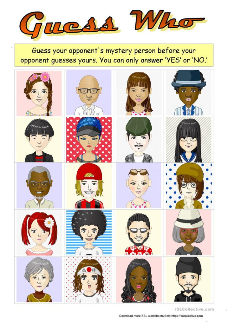 Guess Who Printable Worksheets | Peggy Worksheets