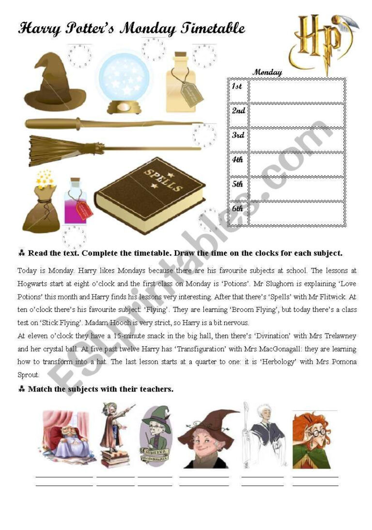 Harry Potter Printable Worksheets | Peggy Worksheets
