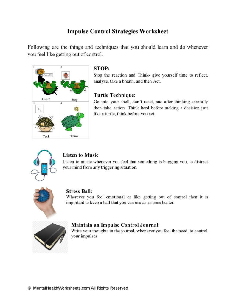 Impulse Control Worksheets Printable | Peggy Worksheets