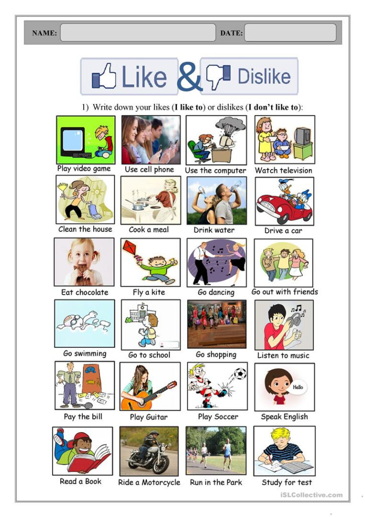 Likes And Dislikes Worksheets Printable | Peggy Worksheets