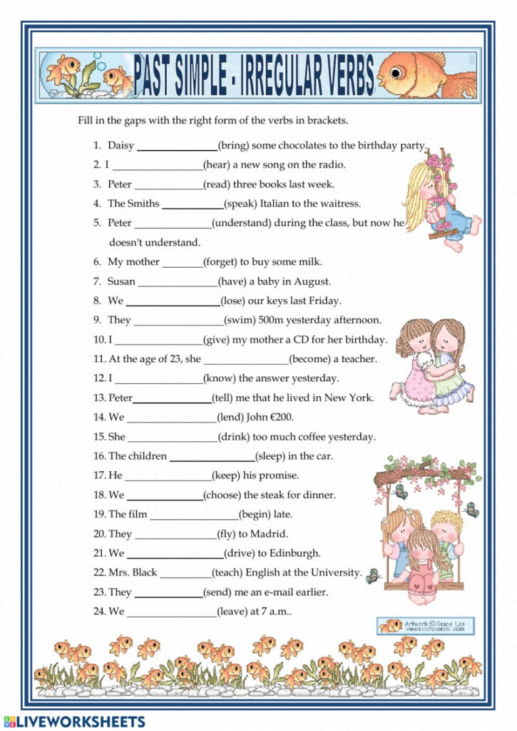 Past Simple Printable Worksheets | Peggy Worksheets