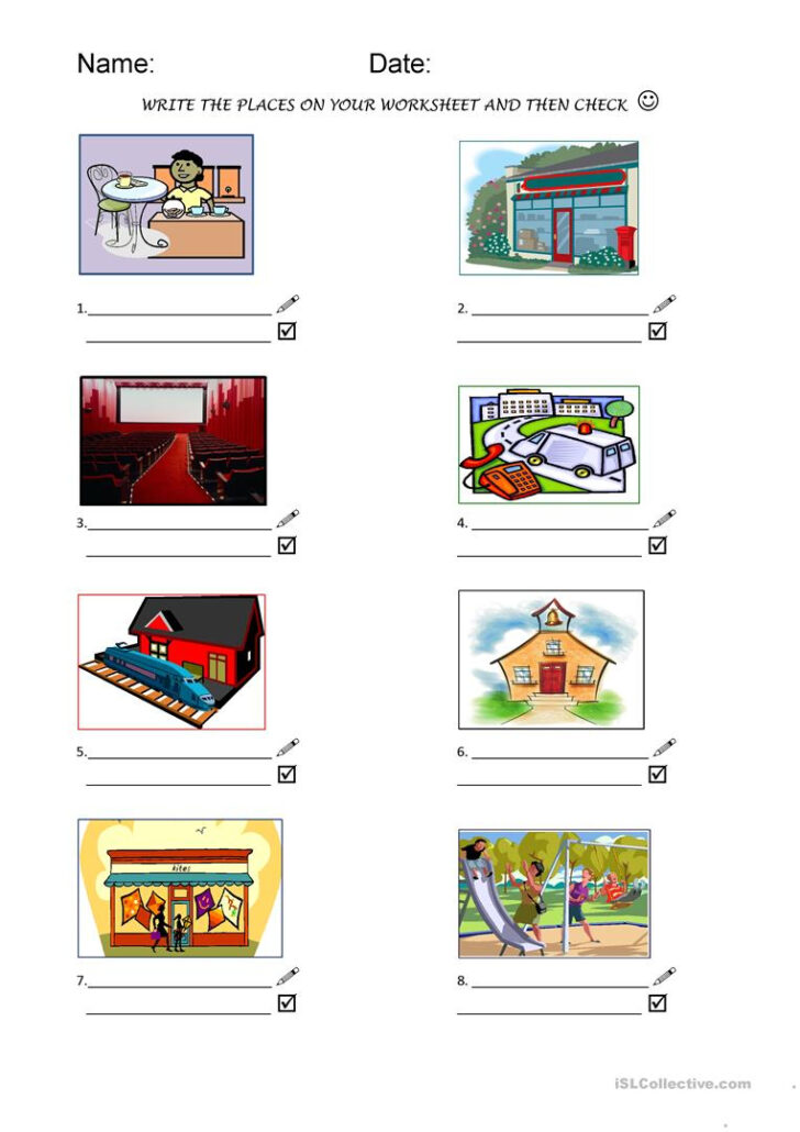 Places In Town Worksheets Printables | Peggy Worksheets