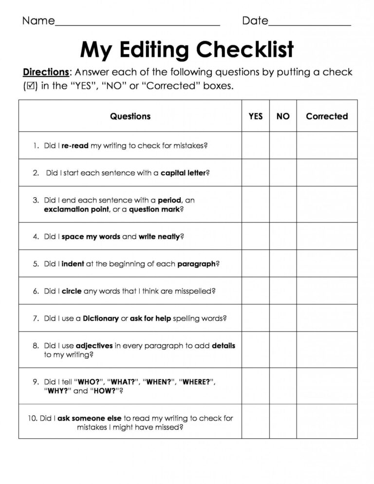 Printable Editing Worksheets | Peggy Worksheets
