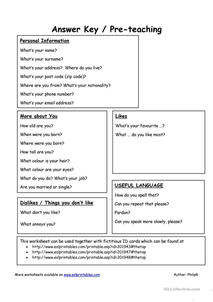 Printable Getting To Know You Worksheets | Peggy Worksheets