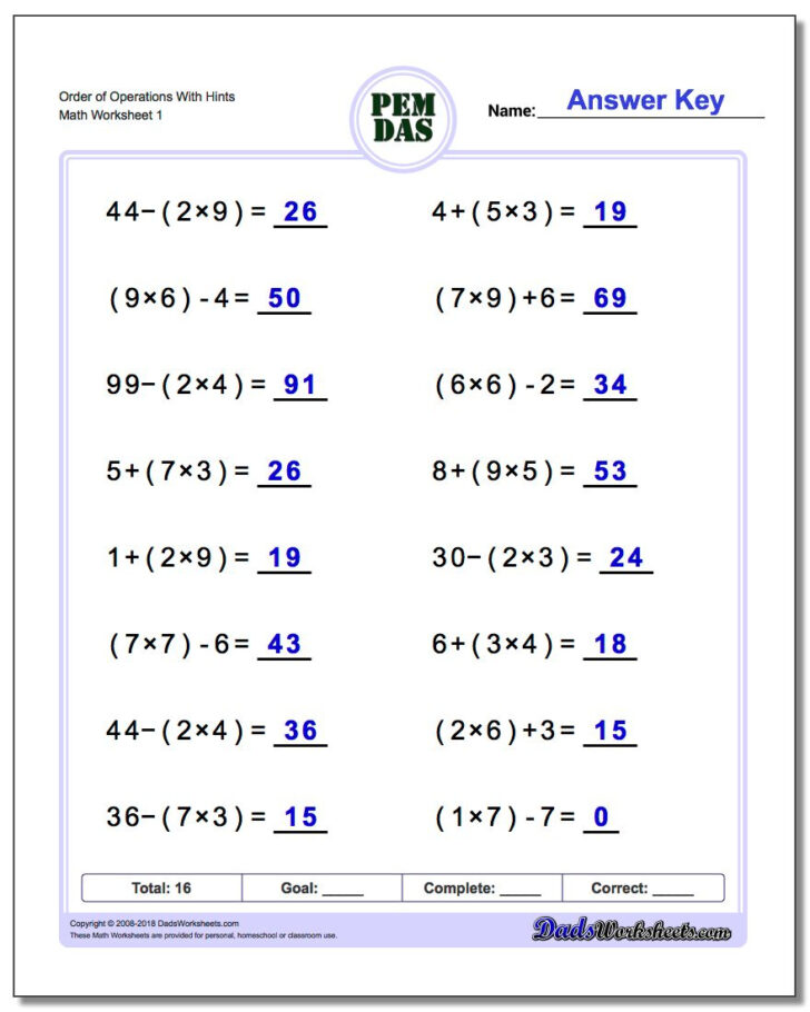 Printable Pemdas Worksheets Peggy Worksheets