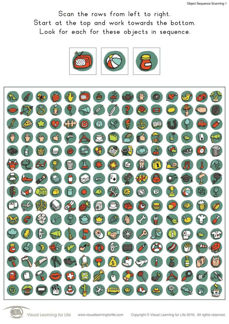 Printable Visual Scanning Worksheets For Adults | Peggy Worksheets