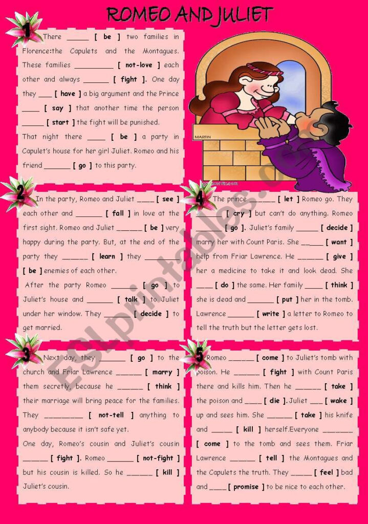 Romeo And Juliet Free Printable Worksheets | Peggy Worksheets