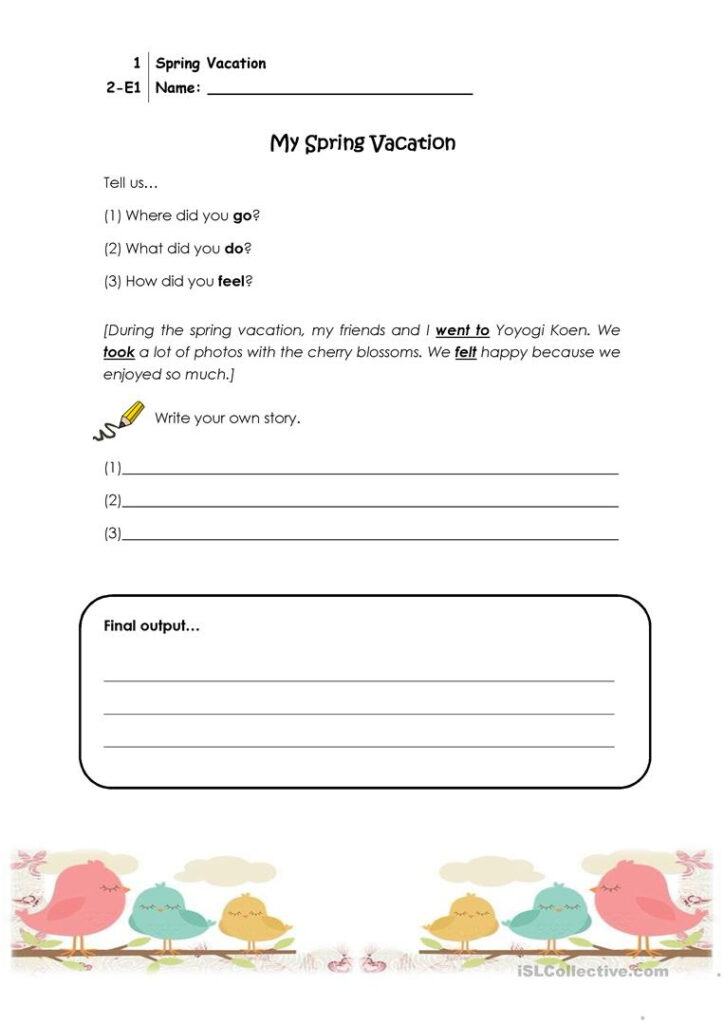Spring Break Printable Worksheets | Peggy Worksheets