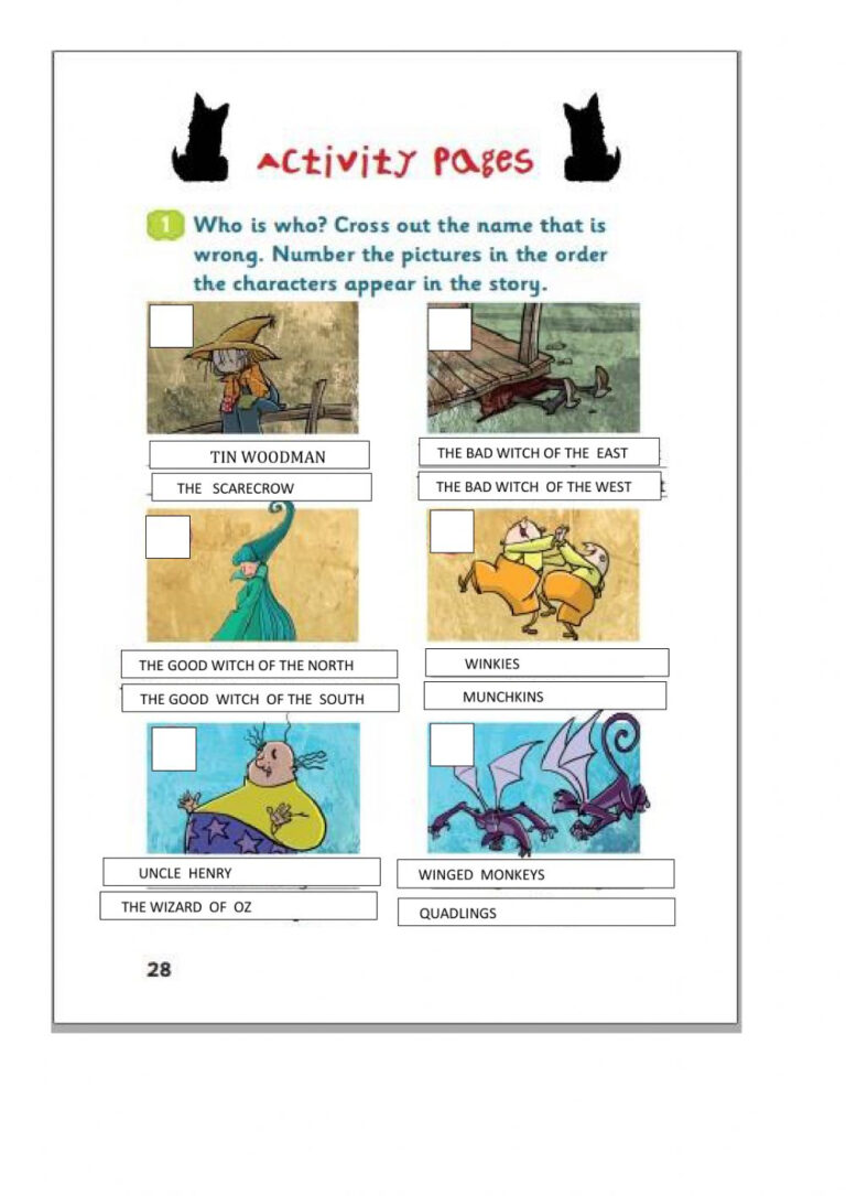 The Wizard Of Oz Printable Worksheets | Peggy Worksheets