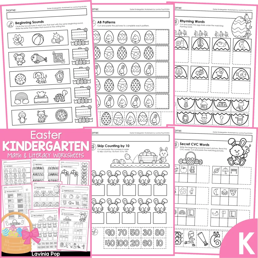 Easter Beginning Sounds Worksheets | Peggy Worksheets