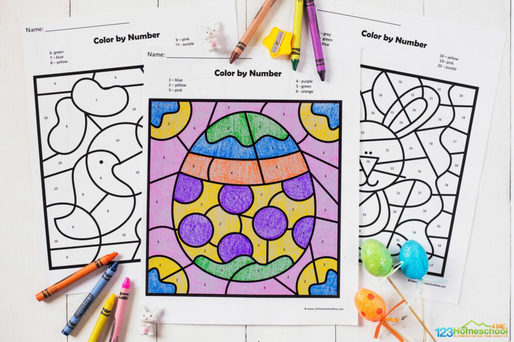 Color By Number Easter Worksheets | Peggy Worksheets