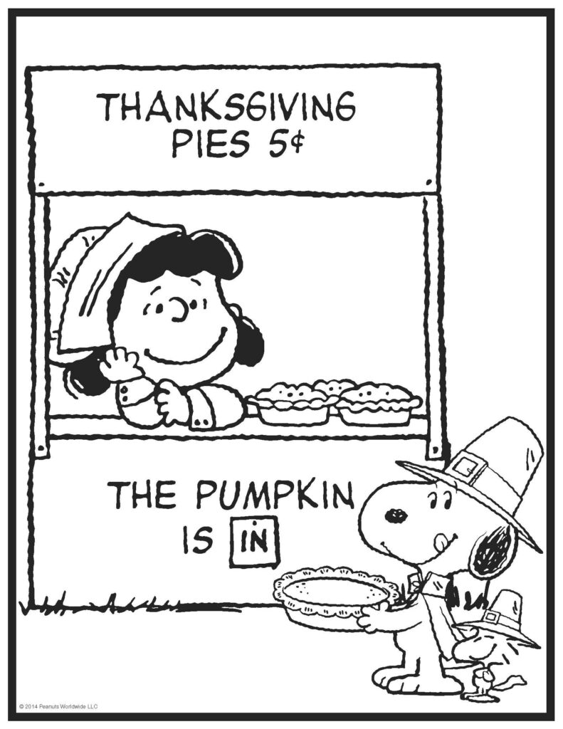 Free Printable Charlie Brown Thanksgiving Worksheet | Peggy Worksheets