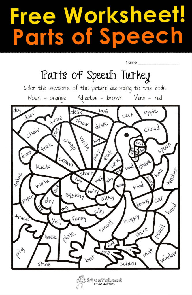 Thanksgiving Grammar Worksheet | Peggy Worksheets